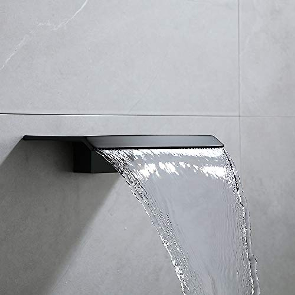 Bathtub Shower Faucet 7.1 Inch Tub Spout Matte Black Wall Mount Waterfall Tub Faucet