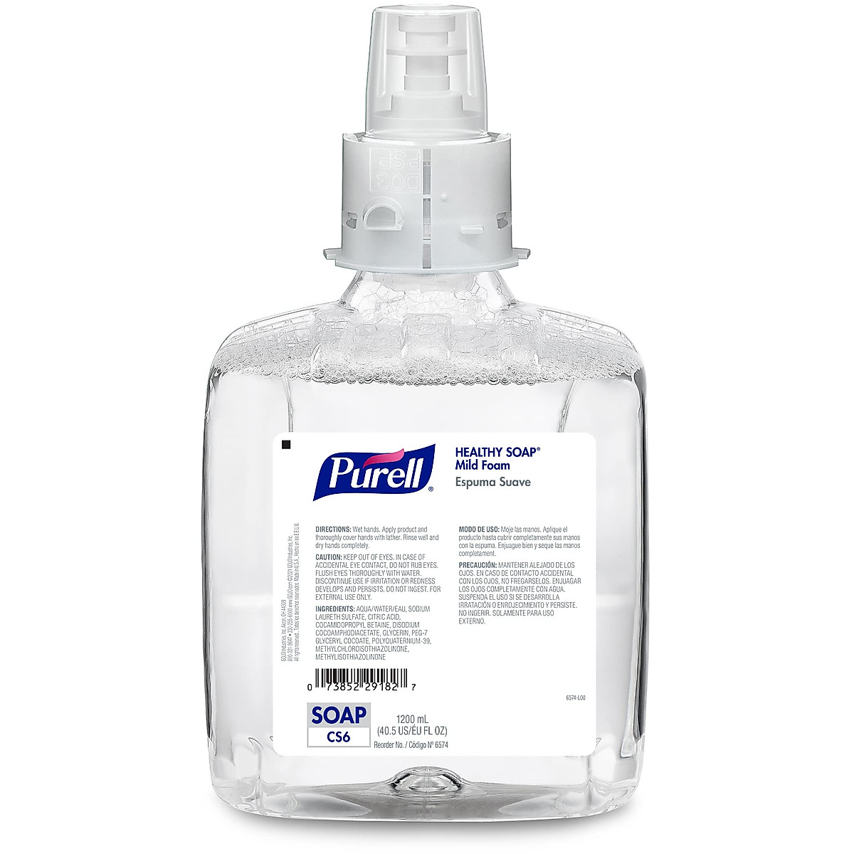PURELL Brand HEALTHY SOAP Mild Foam CS6 Starter Kit, 1-1200 mL Brand Healthy SOAP Mild Foam Refill + 1 CS6 Graphite Automatic Soap Dispenser (Pack of 1) – 6574-1G - Manufactured by GOJO, Inc.