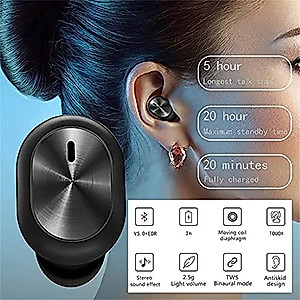 Aioweika 1 Pc Bluetooth 5.0 Headphones Single Ear Stereo Sound in-Ear Earbuds Waterproof Sports Compatible Mini Earphones