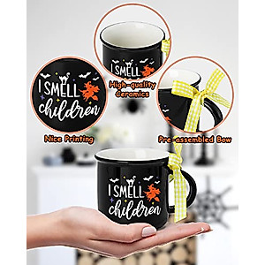Nefelibata Mini Coffee Mugs, Halloween Witch Tiered Tray Decor Espresso Cups Farmhouse Home Kitchen I Smell Children Centerpieces Decorations Housewarming Novelty Gift 3PCS