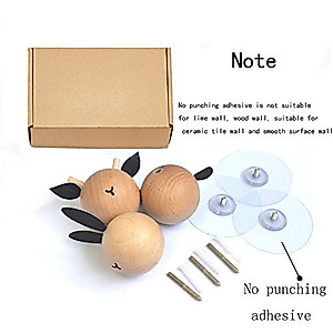 DUUO Cute Cartoon Animal Head Hook Coat Hook Wall Hook (Pack 3) Bag Hook Children Room Wall Hanging Kindergarten Decoration Beech Hook Scarf Hook Earphone Hook Towel Hook