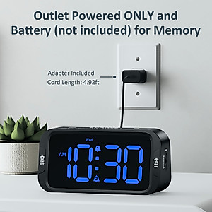 Odokee Digital Dual Alarm Clock for Bedroom, Easy to Set, 0-100% Dimmer, USB Charger, 5 Sounds Adjustable Volume, Weekday/Weekend Mode, Snooze, 12/24Hr, Battery Backup, Compact Clock for Bedside(Blue)