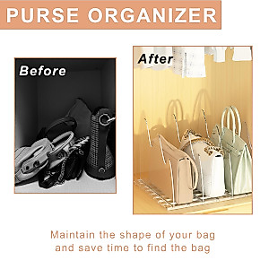 Mioda Purse Organizer for Closet Adjustable Handbag Separators Storage, Clear Shelf Dividers in Bedroom, Kitchen, Office, Gift Bag Shopping Bag Organizer