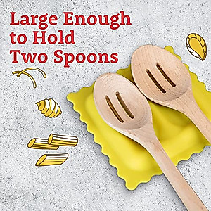 IMPRESA Large Ravioli Spoon Rest-Countertop Kitchen Utensil Holder- Pasta-Shaped Spoon Rest Novelty Gift for up to 2 Cooking Spoons - Eye-Catching Kitchen Tools-Cooking Gadgets to Impress Family-6.5"