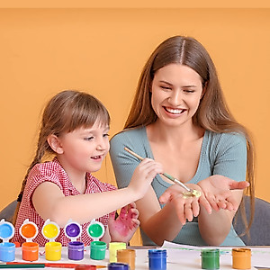 Acrylic Paint Set,48 Paint Pots in 6 Colors,Set of 8 Washable Paint Sets,Acrylic Paint Strips with 8 Pcs Paintbrushes,Craft Paint Sets for Kids & Adults,Camps,Schools and Clubs