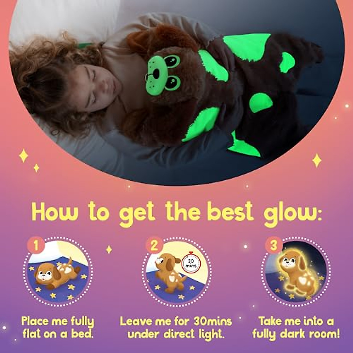 SNUGSHINE Glow in The Dark Weighted Lap Pad, Weighted Hugging Stuffed Animal, Sensory Products Calming, Weighted Lap Animal 4 Lbs, Weighted Lap Pad for Kids