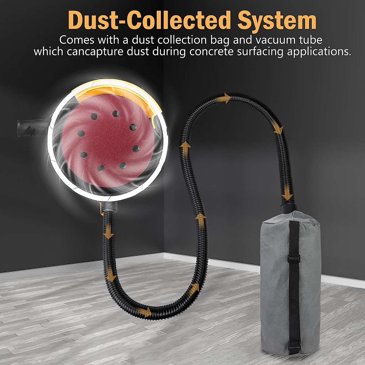 ZHJAN 7" Handheld Drywall Sander 900W, 1400-2700RPM Portable Electric Wall Polishing Machine,Electric Drywall Sander with Vacuum, LED light,Rough and fine Sanding,12 PCS Sanding Disc