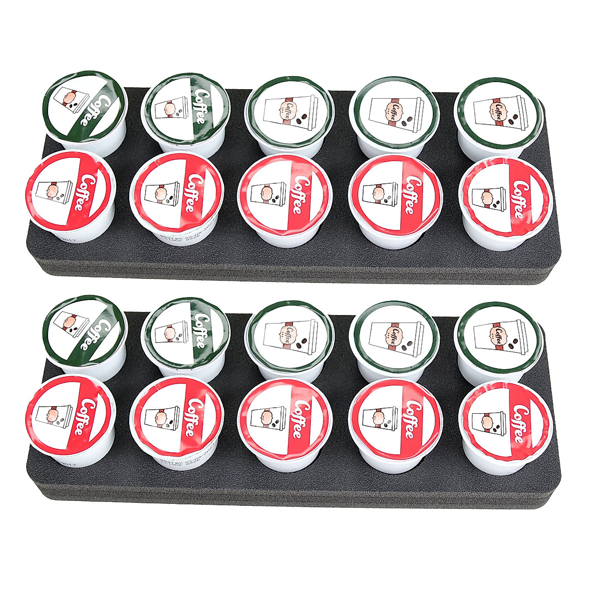 Polar Whale 2 Coffee Pod Storage Organizers Tray Drawer Insert for Kitchen Home Office Waterproof 4.5 X 11.75 Inches Holds 10 Compatible with Keurig K-Cup Made In The USA