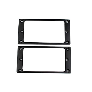 Guyker Flat Metal Humbucker Pickup Mounting Ring Set - Bridge Neck Pickups Cover Frame Replacement Part for Electric Guitar or Precision Bass(2PCS, Black)