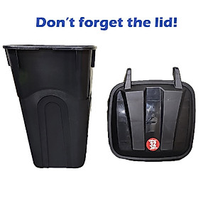 BJCYO 32 Gallon Wheeled Heavy Duty Plastic Garbage Can, Attached Lid, Black