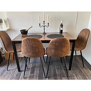 wOod-it Dining Chairs Set of 4, Washable PU Dinner Chair Mid Century Modern Lounge Side Seating with Faux Leather Upholstered Cushion and Metal Legs, Brown