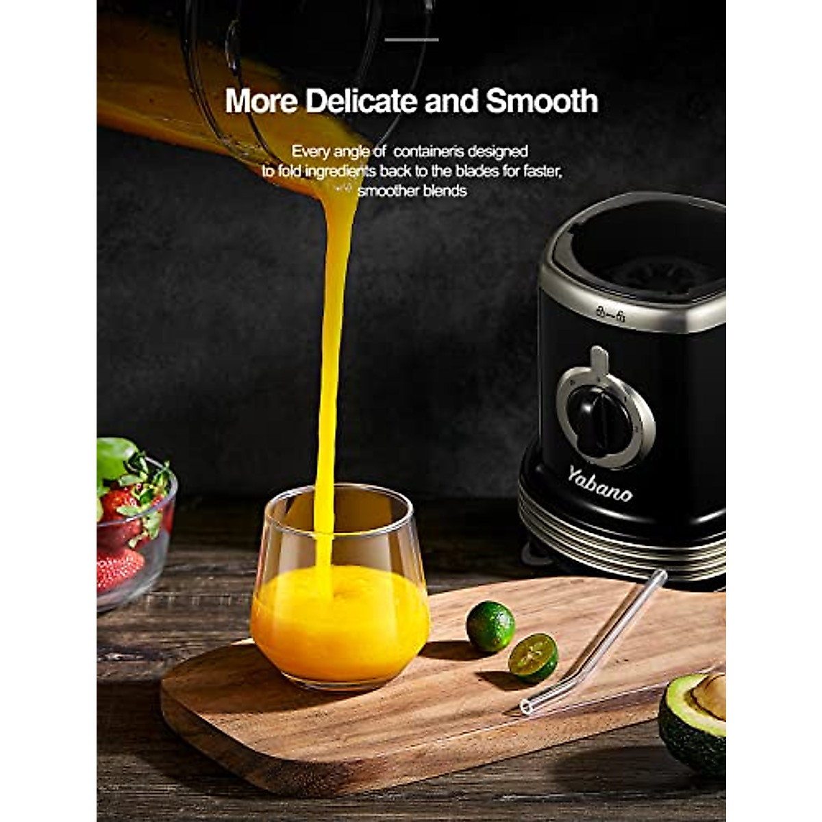 Yabano Countertop Blenders for Kitchen, Professional Electric Blender for Shakes and Smoothies, 2 Adjustable Speeds & Pulse Function, 6 Stainless Steel Blades & 50oz Jar, BPA Free, Easy to Clean