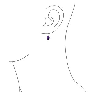 Western Style 3CT Oval Stabilized Purple Turquoise Gemstone Bezel Dangle Lever Back Earrings For Women .925 Sterling Silver