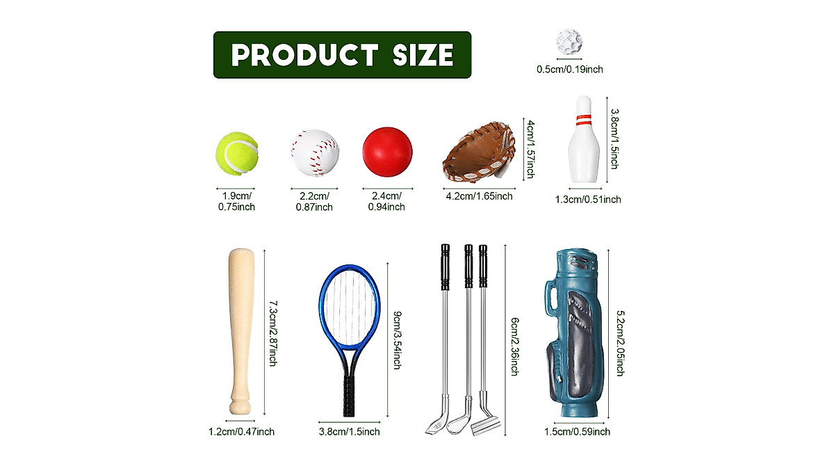 Skylety Miniature Sports Set for Dollhouses - 23 Pieces