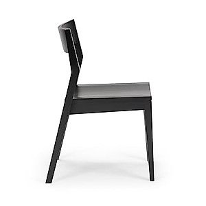 Plank+Beam Modern Dining Chair, Wooden Kitchen and Dining Room Chair, Wood Chair for Office, Living Room, Black