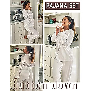 Ekouaer Silk Pajamas Set for Women Long Pant Satin Long Sleeve Sleepwear Tops Two Piece Pjs Bridal Party