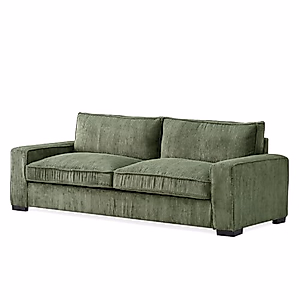 Container Furniture Direct Luxe Corduroy Sofa with Sleek Design, Spacious and Comfortable 3 Seater Couch for Modern Living Room, Ideal for Entertainment and Cozy Moments, Large, Green