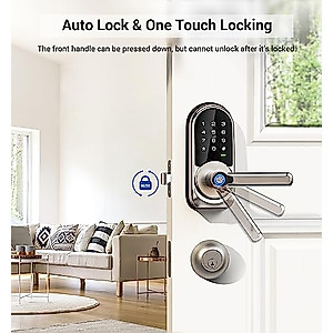 Veise Smart Lock, Keyless Entry Door Lock with Handle, Fingerprint Door Lock, 7-in-1 Smart Locks for Front Door, Electronic Digital Lock with Keypad, APP Control, Front Door Lock Set, Satin Nickel