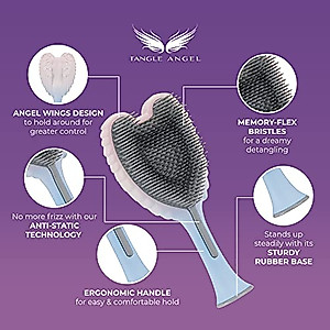Detangling Hair Brush - Anti Static Angel Wing Hair Brush with Soft & Flexible Bristle for Straight & Wavy Hair - Tangle Angel Hair Detangler Brushes for Blow Drying & Shower - Gloss Pink