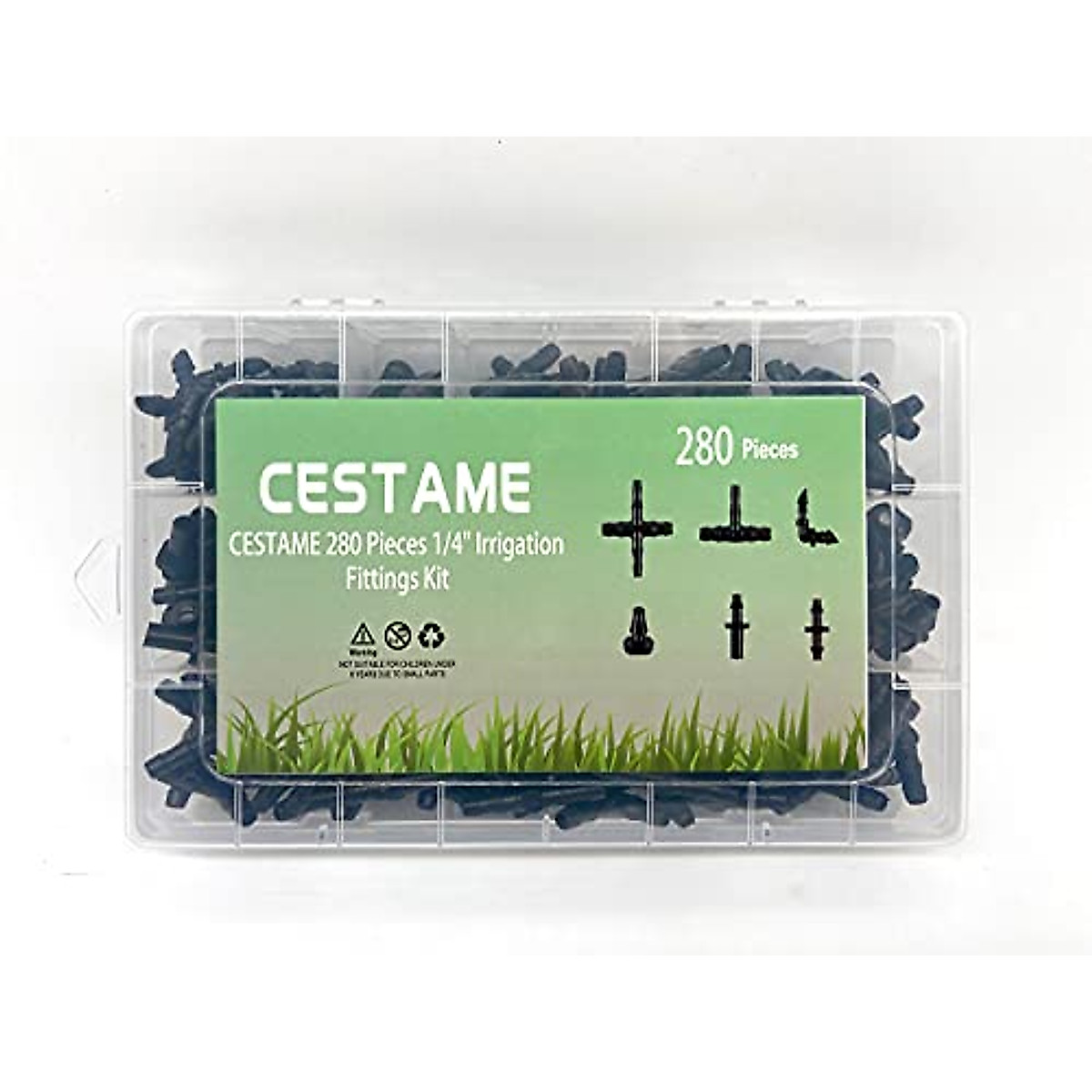 280 Pcs Barbed Connectors Irrigation Fittings Kit,Drip Irrigation Barbed Connectors 1/4''Tubing Fittings Kit for Flower Pot Garden Lawn(Straight Barbs,Single Barbs,Tees,Elbows,End Plug,4-Way Coupling)