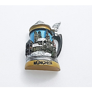 Beer Mug Munich Germany Refrigerator Magnet Travel Souvenir Fridge Decoration 3D Magnetic Sticker Hand Painted Craft