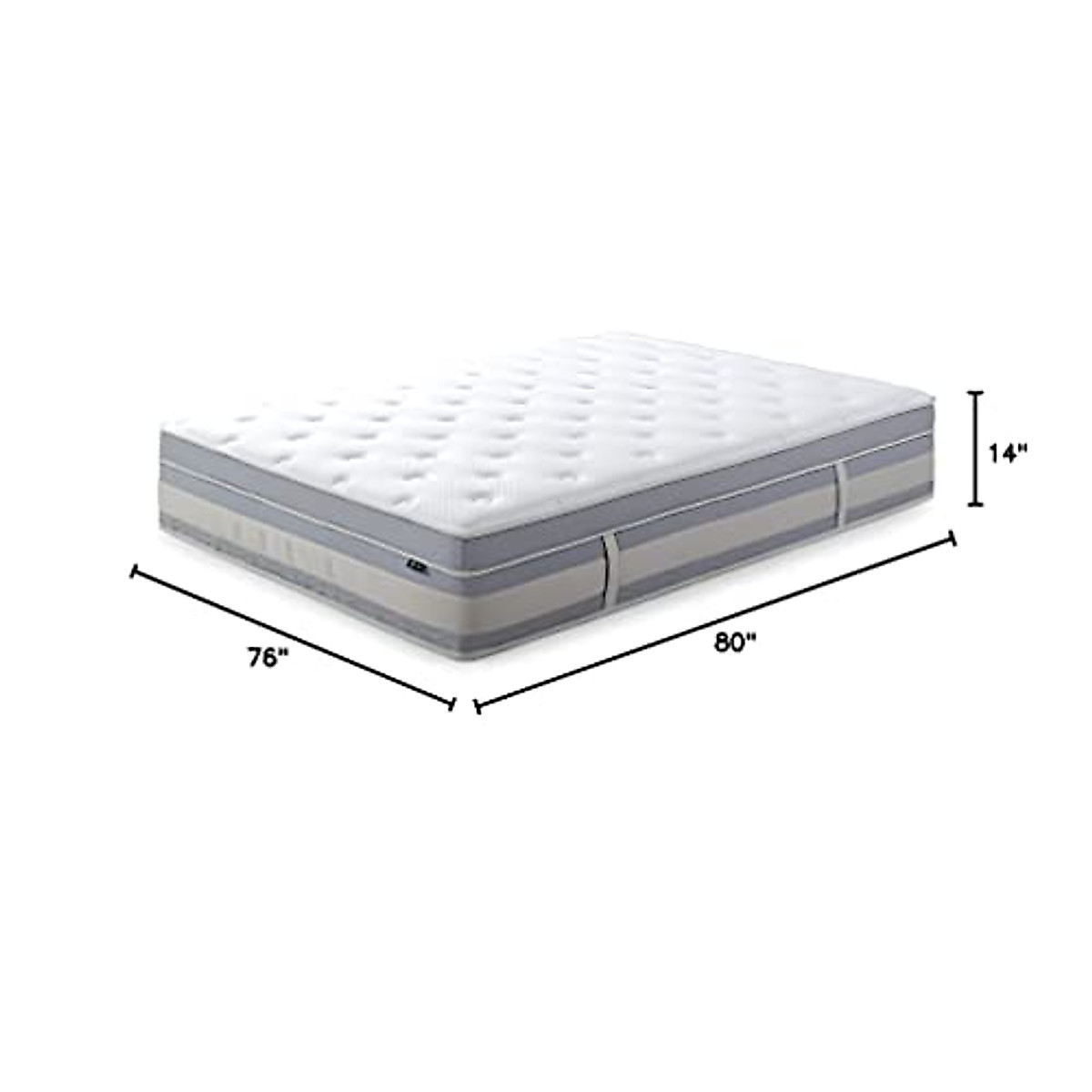 ZINUS 14 Inch Green Tea Cooling Gel Memory Foam Hybrid Mattress / Pocket Innersprings for Motion Isolation / Edge Support, King, White