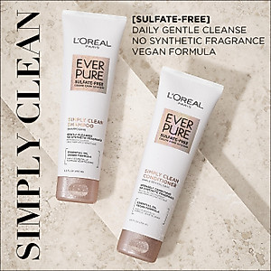 L'Oreal Paris EverPure Sulfate Free Simply Clean Shampoo, Hydrating Hair Care with Rosemary Essential Oils, 8.5 Fl Oz