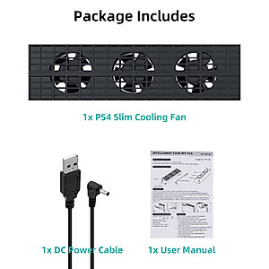 Tolesum Intelligent Cooling Fan for PS4 Slim, External Temperature Control Fan Cooler Cooling System for PS4 Slim Gaming Console [NOT for PS4 / PS4 Pro]