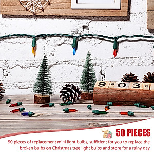 Mudder 50 Pcs Replacement Mini Light Bulbs Christmas Tree 2.5 V Incandescent String Light Bulbs Glass Lights with Base Indoor Outdoor Xmas Decor, 0.17 Ampere, 0.425 Watt (Blue,Red,Orange,Green,Yellow)