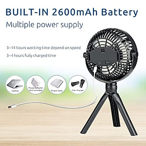 Portable Fan, Baby Stroller Fan, Mini Small Fan with Flexible Stand, USB or Battery Powered Rechargeable Fan for Bedroom Crib Desk Treadmill Car Bike Seat, 360 Rotation (Black)…