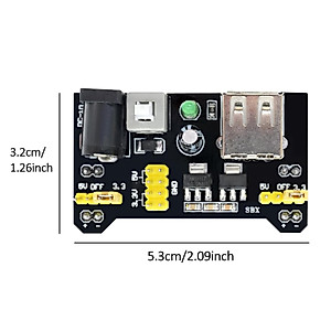 Oiyagai 5 Stück Breadboard-Netzteilmodul für Arduino-Board, geeignet für MB-102 Lötfreies Breadboard