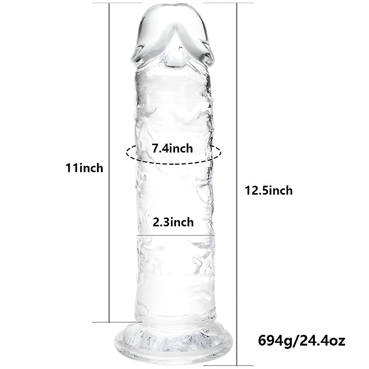 12.5 * 2.3 Inch Huge Dildos Realistic Clear Dildo with Strong Suction Cup Hands-Free Huge Dong Big Size Adult Sex Toy for Women or Men Anal Dildo