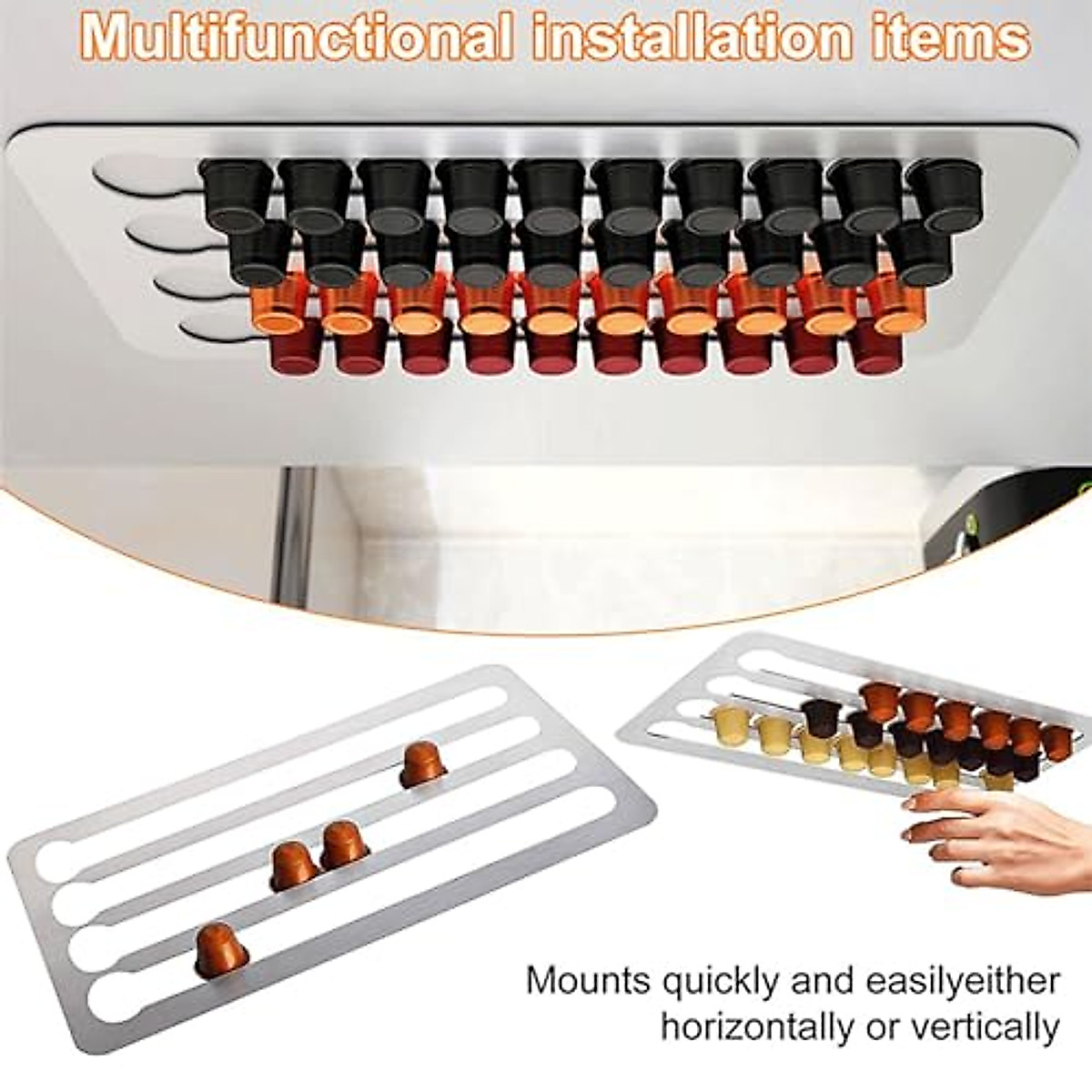 Coffee Capsule Holder, Large Capacity Coffee Capsule Stand Foam Bonding Pads Technology Save Space Capsule Organize Container for Home Hotel or Office