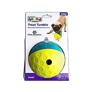 Outward Hound Nina Ottosson Treat Tumble Interactive Treat Ball Dog Puzzle Dog Enrichment Dog Toy, Level 1 Beginner, Blue, Small