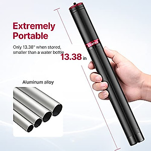 MT-54 Portable Adjustable 5ft Light Stand Tripod, Height 2ft to 5ft, Metal Stand for Small Photography Lights, Webcams, Cameras, 360º Rotating Mount, Aluminum Lightweight, with a Free Phone Mount