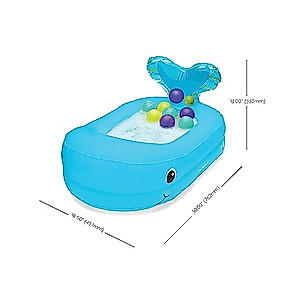 Infantino Whale Bubble Inflatable Baby Bath Tub and 10-Piece Ball Set, Inflated size: 30 in x 18 in (76.2 cm x 45.7 cm), 6-24 Months, Blue