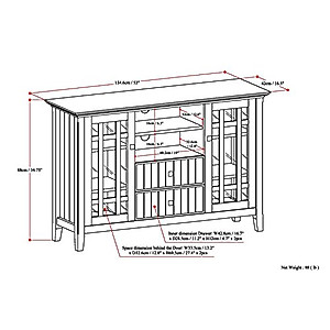 SIMPLIHOME Bedford SOLID WOOD 53 Inch Wide Transitional TV Media Stand in Dark Tobacco Brown for TVs up to 60 Inches, For the Living Room and Entertainment Center