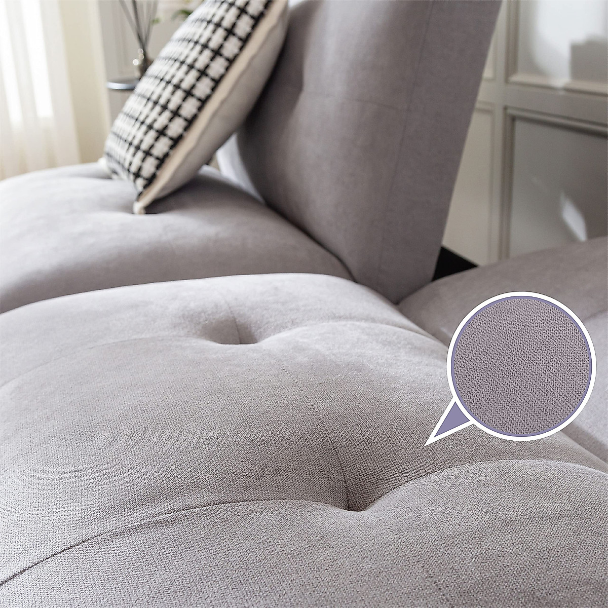 CH CHARME HOUSE Bed Convertible futon Couch with Adjustable Backrest, Modern Sleeper Sofa for Office Living Bedroom and Sitting Room, Small, Grey