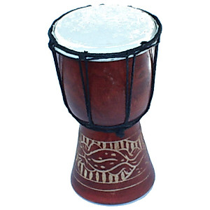 Holy Land Market Djembe or Jembe Drum With nature and Animals carving from Jerusalem - Medium size (25 cm or 10 Inches high)