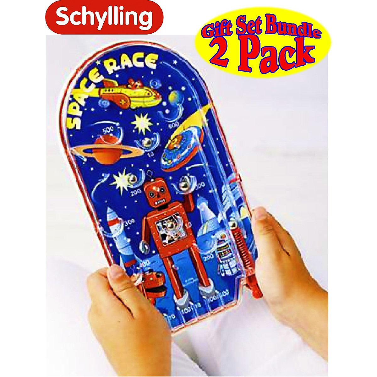 Schylling Classic 10" Pinball Games Space Race & Home Run! Baseball Gift Set Bundle - 2 Pack