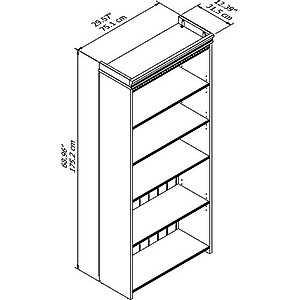 Bush Furniture Fairview 5 Shelf Bookcase in Antique White
