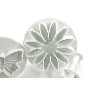 Daycount 33 Pcs Fondant Cutters Tools, Fondant Cake Cutter Mould, Ejector Stamp Modeling Cookie Plunger Cutter Sugarcraft Flower Leaf Butterfly Heart Shape Decorating Mold DIY Tools