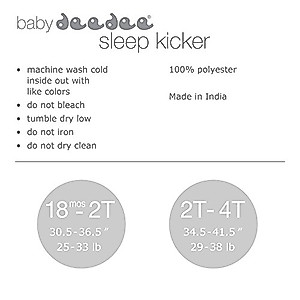 Baby Deedee Fleece Sack with Feet Sleep Bag, Sleep Kicker, Toddler Sleeping Bag, Teal, 2-4 T