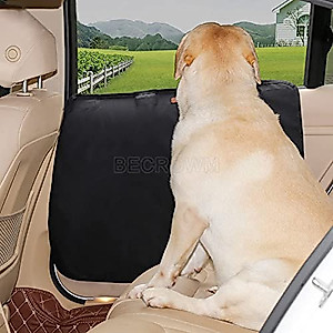 BECROWMUS 2 Packs Waterproof Pet Car Door Cover Anti Scratch Vehicle Door Protector, Guard for Car Doors Dogs Claws Travel Back Window Nails Scratching Covers -Two Steps to Install, Black
