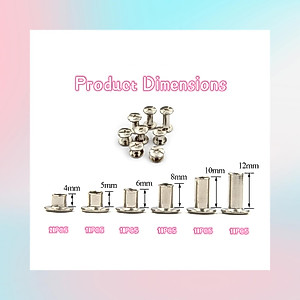 ALLOYMSYY 110 Sets Chicago Screws Leather Rivets Kit， for Binding Screws Trim and Repair Leather Craft Belt, Bag, Shoe, Purse Binding (Silver，M5*4.5.6.8.10.12.)