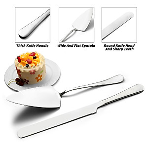Fiwarex Wedding Cake Knife and Server Set, Cake Cutting Set for Party, Stainless Steel Large Cake Knife Set with Classic Design, Rounded Edges Cake Cutting Knife for Birthday Christmas Gift