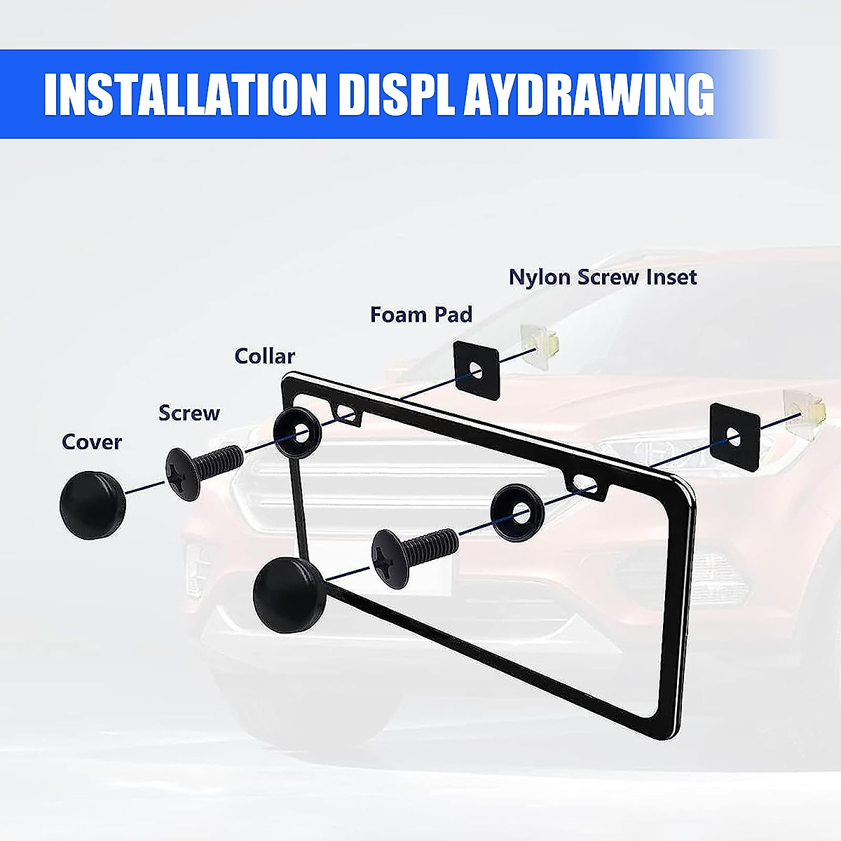 gunhunt 8 PCS License Plate Screws Kit, M6 Stainless Steel Bolts, American Standard License Plate Fasteners, Black Phillips Screws Replacements, Universal for Most Cars, Trucks and Vans (Black)