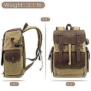 Endurax Leather Camera Backpack Bag for Photographers Waterproof DSLR Backpacks