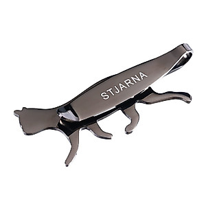 STJARNA 2" Black Tie Clip for Men Stainless Steel Regular Business Tie Bar Wedding Gift Box