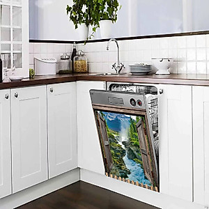 Dishwasher Magnet Cover Athabasca Falls Gorge Jasper Canada Magnetic Refrigerator Stickers Decorative Appliance Cover Fridge Panels Metal Door Garage 23x26in